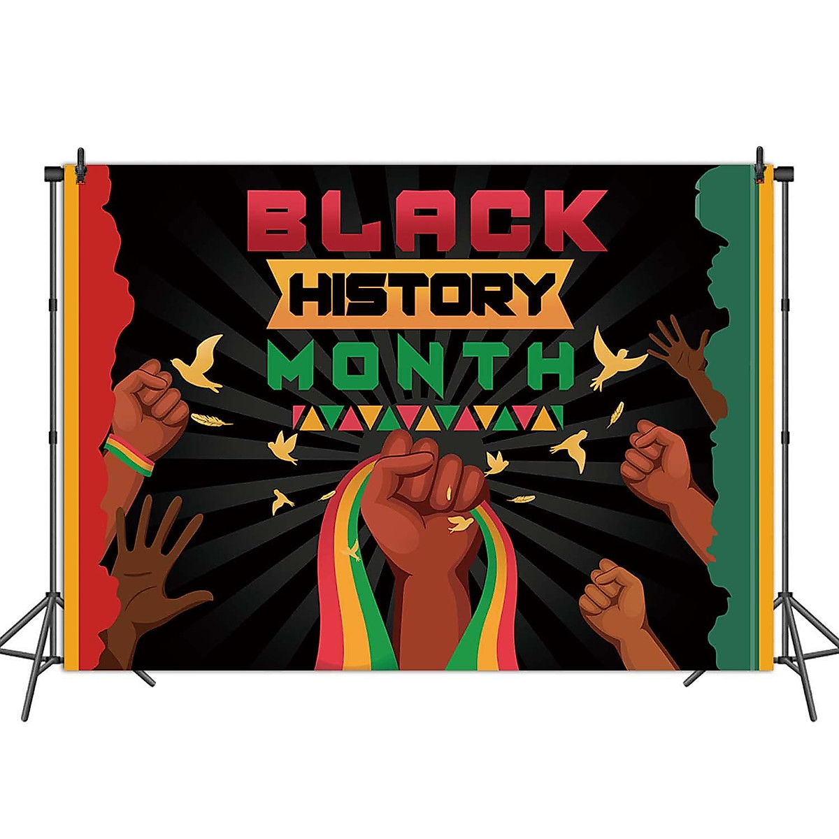 Black History Month Backdrop African American Heritage Festival Photography Background Black History Month Holiday Party Decoration Supplies for Home (8X6FT)