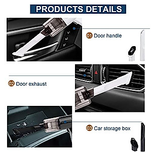 ALMEIOSE Car Vacuum, Portable Mini Vacuum for car Cleaner High Power 8000PA Suction, 15Ft USP Quick Charge Handheld Whole Car Detailing Vacuum， Vacuum Wet Dry for Car, Home and Offic (White)