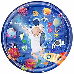 AURUZA Inflatable Tummy Time Water Mat - Large Baby Water Play Mat Have More Space for Movement, Tummy Time Toys for 6 to 12 Months Promote Baby Development, Cute Baby Gifts for Boy&Girl