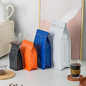 Roppolo 50 Pcs 0.5lb Balck Sqaure Coffee Bean Bags with Valve, Easy Tear Open & Repeating Sealed Zipper, Heat-Seal Stand Up & Flat Bottom Coffee Bag, 8oz Capacity 7.6.1x6.5 Inch