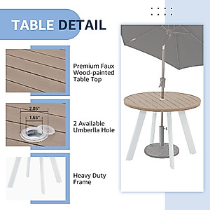 OC Orange-Casual 5 Piece Aluminum Patio Dining Set, Outdoor Furniture Set with 4 Stackable Cushioned Chairs and Round Weather Resistant Table w/Umbrella Hole for Deck, Backyard, Poolside(Dark Blue)