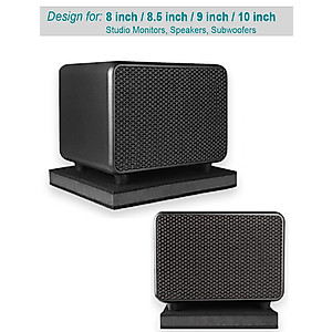 2-Pack for 8''- 10'' Studio Monitor Noise Isolation Pads Subwoofer Platform Speaker Riser 3-Layer Acoustic Stand Foam Stereo Vibration Isolation Stabilizer Base (15.5'' x 13'')