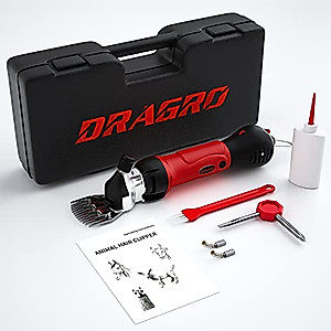 Dragro 2023 Upgraded Sheep Shears 500W, Professional Electric Sheep Clippers, Farm Livestock Grooming Kit, 6 Speed Heavy Duty Electric Shears for Thick Coat Animals