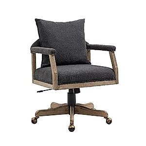 TRIPLE TREE Computer Chair Home Office Chair,Adjustable Swivel Desk Chair with Wood Leg,Fabric Study Chair Task Chair for Living Room,Home Office,Black