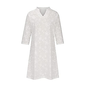 Ceboyel Women 2023 Summer Linen Dresses Cotton Boho Shirt Dresses Midi Length Casual Dress Trendy Ladies Beach Outfits Boho Summer Dresses for Women 2023 White s