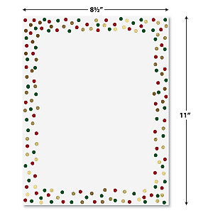 Foil Confetti Letter Papers - Set of 25, Stationery Papers, 8.5" x 11", Computer Paper, 70# Text Paper, Holiday, Christmas, Invitations, Newsletters…