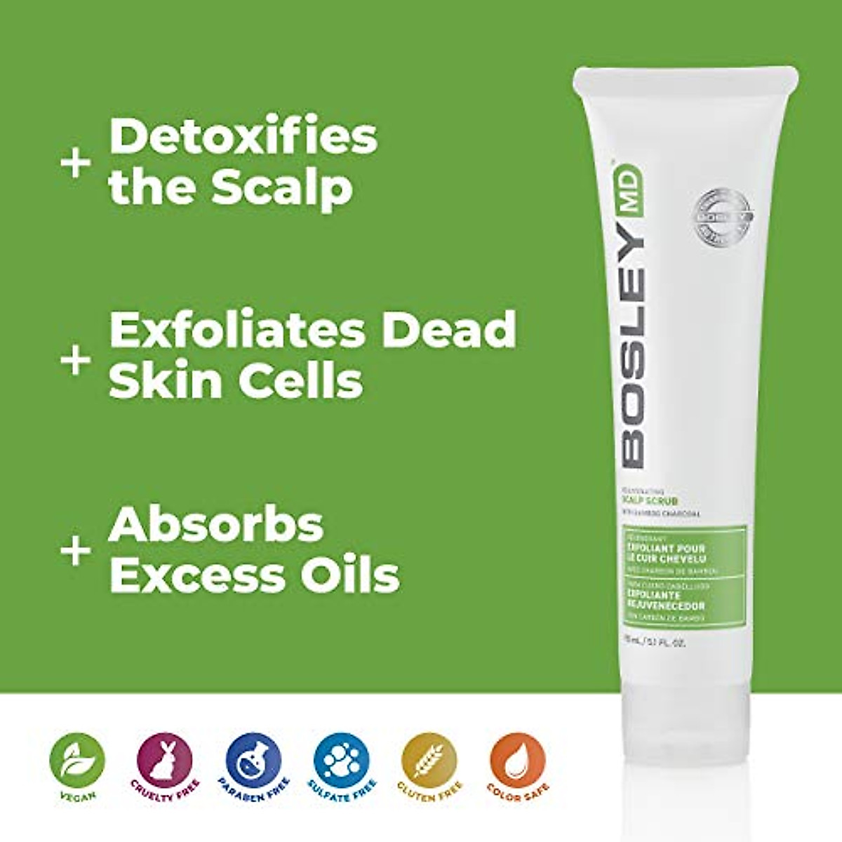 BosleyMD Rejuvenating Scalp Scrub, Gentle Scalp Exfoliating Treatment,4 Fl Oz (Pack of 1)