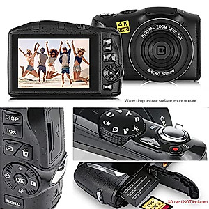 Digital Camera with Macro & Wide Angle Lens 48MP 4K Full HD Vlogging Camera for YouTube 3.0 Inch Screen Compact Camera for Beginners Teens Photography with Two Rechargeable Batteries