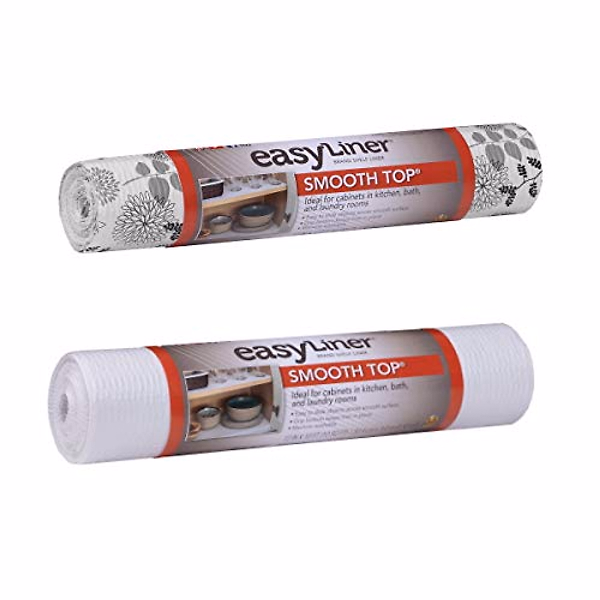 Duck Smooth Top EasyLiner Non-Adhesive Shelf Liner, 12 in x 10 ft Each Roll, Floral Midnight Bloom and White