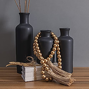 Wooden Bead Garland Decor, Wood Beads Garland Decorative Beads, Wooden Beads Garland, Wood Bead Garland Farmhouse, Wood Bead Garland Tassels, Boho Tassel Garland Beads Decor Beads Wooden Garland Beads