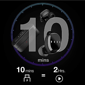 FIIL T1X TWS True Wireless Earbuds - Bluetooth 5.0, HiFi Stereo Bass, Noise-Cancelling, Sweatproof, Black