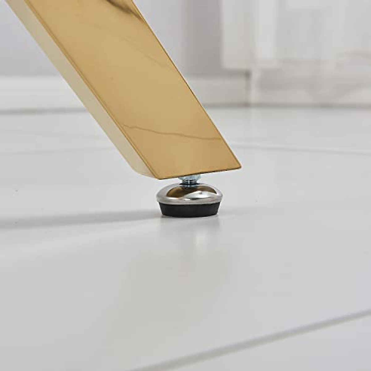 Henf Modern Glass Round Top Dining Table with Gold Metal Legs, Contemporary Circle Tempered Glass Dining Table with Stainless Steel Base for Home Office Kitchen Dining Room (Table Only)