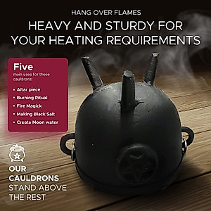 Mini Cauldron Cast Iron with Lid - Witchcraft Altar Supplies, Wicca Herbs Incense Burner, Suitable for Larger Potions