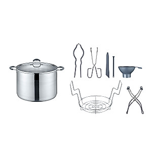 CONCORD 20 Quart Stainless Steel Canning Pot Set. Includes Canning Rack, Tongs, Jar Lifter, Funnel, Wrench, Lid Lifter, Mixer/Measurer (Induction Compatible)