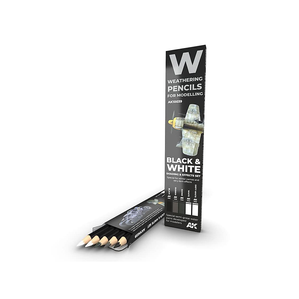 AK Interactive Weathering Pencil Set AK10039 Black and White Colours Shading and Effects set.