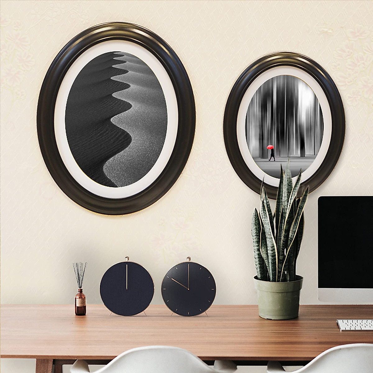 GRRONZEE 2 Pack Oval Picture Frame 5x7 Black Oval Photo Frames, 5 by 7 Oval Wall Picture Frame Photo Frame for Home Decor, Photo Gallery