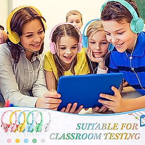 Kanayu 20 Pcs Classroom Headphones Bulk On Ear 3.5mm Wired Headphones for School Macaron Kids Wired Headphones Bulk Adjustable Multi Color Headphones for Kids Adults School Library Computers, 5 Colors