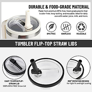 2-Pack 40 oz Reusable Tumbler Flip-Top Straw Lids–Leak-Proof, Spill-Proof, Splash-Proof Replacement Lids with Dust-Proof Seal and Dishwasher-Safe Straws–Perfect for Stainless Steel Tumblers Multicolor