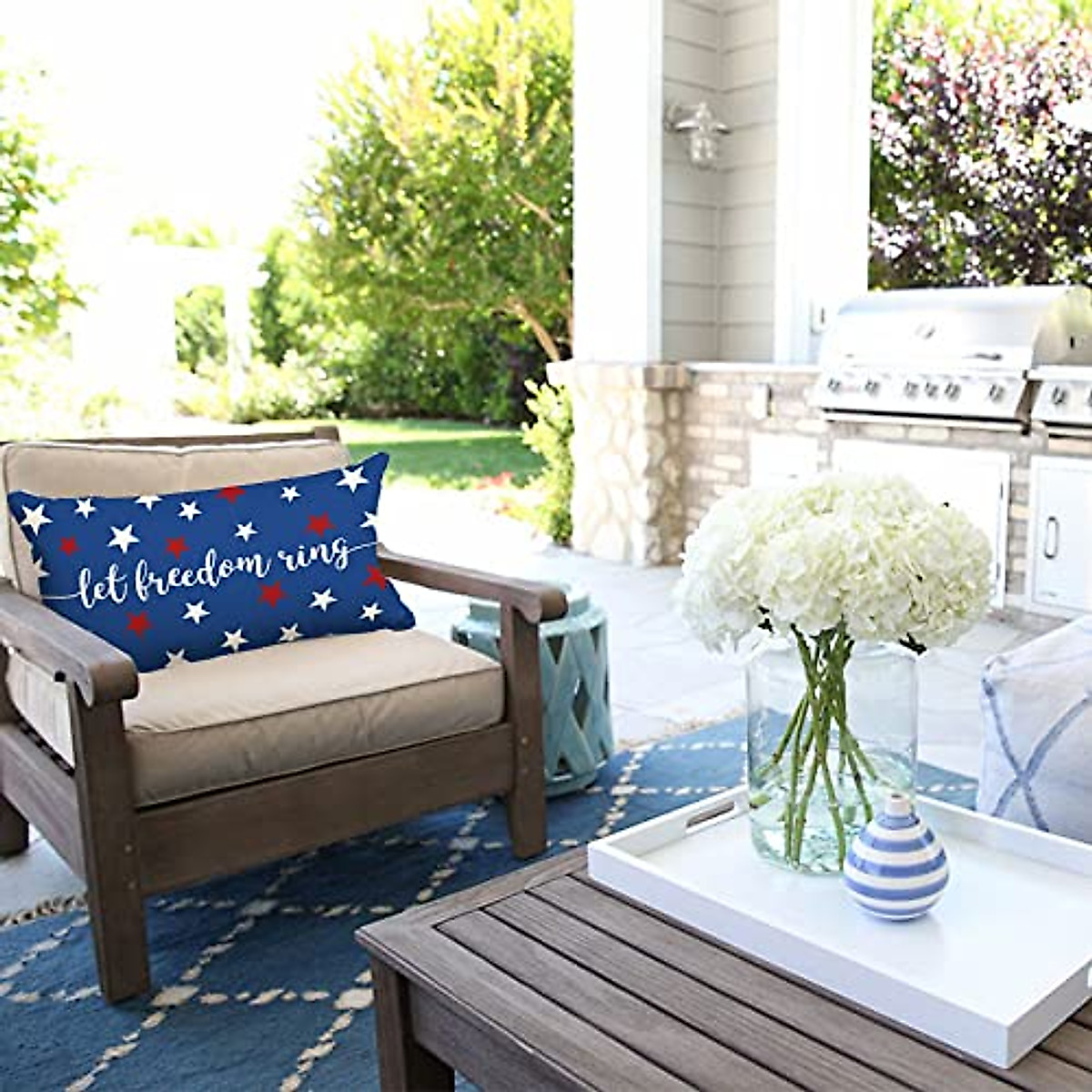 JXZYGMD 4th of July Pillow Covers 12x20 Patriotic Stars Let Freedom Ring 4th of July Memorial Day Independence Day Lumbar Throw Pillow Cover Decorations for Sofa Home Decor