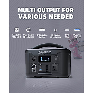 Energizer Portable Power Station PPS700 626Wh Battery 110V/600W Backup Lithium Battery, 110V/600W Pure Sine Wave AC Outlet, Solar Generator for Outdoors Camping Travel Hunting Blackout