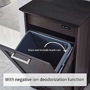 UpWiew Tilt Out Trash Cabinet Wooden, Single Door 10 Gallons, Espresso Finish+Black Top Panel