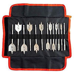 1/4" to 1-1/2" (6mm-38mm) CUTTEX TOOLS Spade Drill Bit Set, 13 PCS The Most Common Sizes, Full Set Heavy Duty Paddle Flat Bits, Nylon Storage Pouch Included
