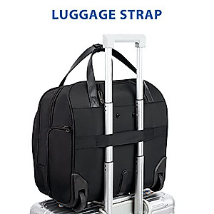 VANKEAN Rolling Laptop Bag Women with Wheels, 15.6 Inch Rolling Briefcase for Women, Water Repellent Overnight Rolling Computer Bag with RFID Pockets for Travel Business Work, Black