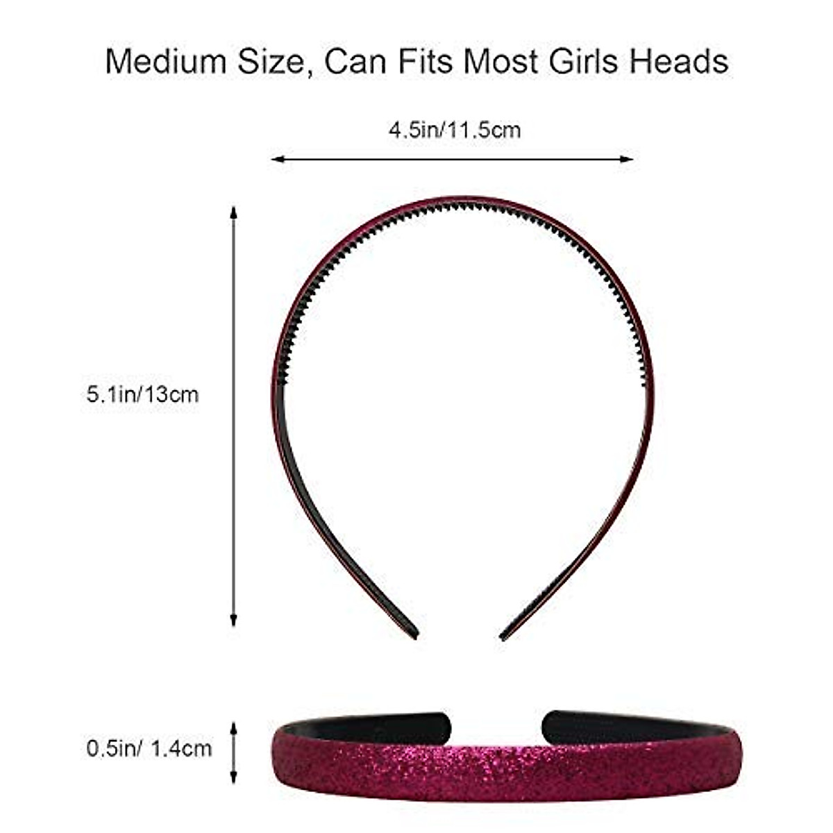 Adecco Glitter Headbands for Girls, LLC Sparkly Headbands, Colorful Plastic Headbands 10 Pcs