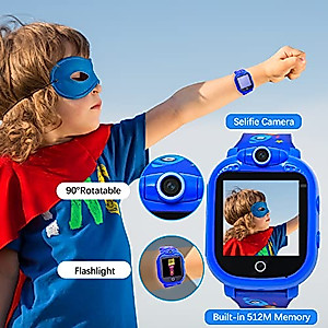 PROGRACE Kids Watch for Boys - IPS Touch Screen Smart Watch for Kids Toddler Toys Watch with 90° Rotatable Camera Music Pedometer Alarm Clock Calculator Flashlight Birthday Gifts for 4-12 Years Old