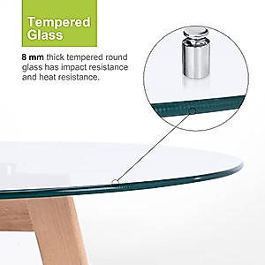 ivinta Small Dining Table Set for 2, Round Glass Dining Table with Two Yellow Upholstered Fabric Chairs, 3 Pieces Dining Table Set for Apartment, Kitchen, Dining Room, Patio Dining Set (Yellow)…