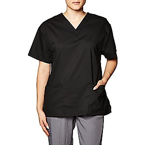 Dickies Women's EDS Signature Scrubs 86706 Missy Fit V-Neck Top (Size 2X-5X), Black, XXXX-Large