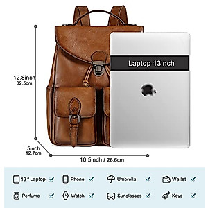 Women Vintage Genuine Leather Backpack Purse Fashion Rucksack Practical and Stylish Retro Daypack Bag (Brown)