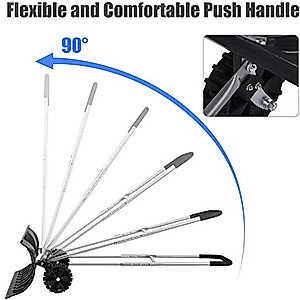 Happygrill Snow Shovel Pusher Snow Removal Tool Wheeled Snow Pusher with Adjustable Handle