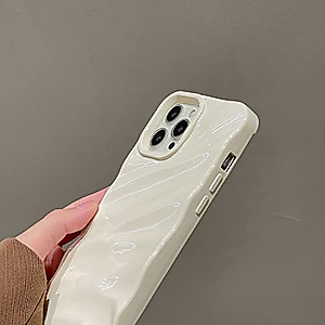 Sayoaho Water Ripple Pattern Compatible for iPhone 13 Pro Max Phone Case,Cute Luxury Wave Shape Case for Women & Men, Soft TPU Shockproof Protective Cover for iPhone 13 Pro Max 6.7''-White