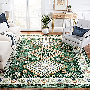 Safavieh Aspen Collection 8' x 10' Green/Ivory APN706Y Handmade Moroccan Boho Tribal Wool Area Rug
