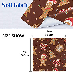 Aslsiy Gingerbread Man Cookies Cloth Napkins Set of 6 Candy Soft 20 x 20 Inch Dinner Table Napkins Comfortable Polyester Napkin for Kitchen Home Wedding Party Holiday Decor