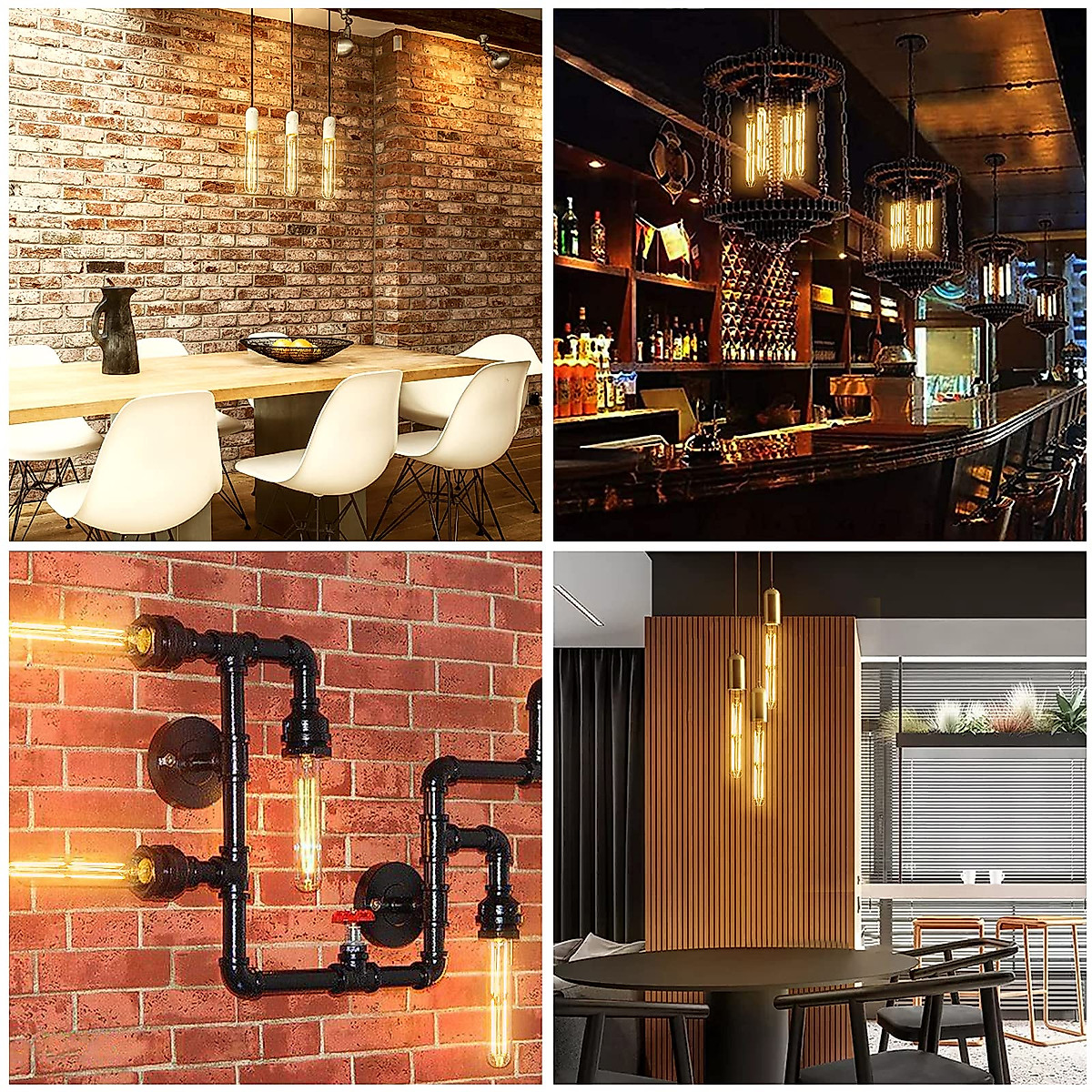 TopLeder E26 LED Bulb 60 Watt Tubular, Soft White 2700k Edison Bulb 6 Pack, 6W 650LM, Dimmable T10 Led Bulb, E26 Medium Base, 7.28 Inch Long Light Bulbs for Pendant Lights, Lamps, Outdoor Light