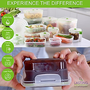 Lasting Freshness 9 piece Vacuum Seal Food Storage Containers with Vacuum Pump, Airtight and Leak Proof, Vacuum Sealed Food Storage Containers, Meal Prep Containers, Keep Food Fresh up to 5 X Longer