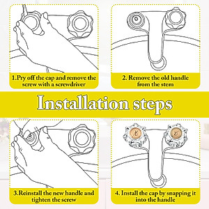 Faucet Handles, Bathtub Faucet Knobs, Complete Faucet Rebuild Trim Kit Compatible with Delta/Delex faucets, Hot and Cold Faucet Replacement Handles in Clear Acrylic, 1 Kit