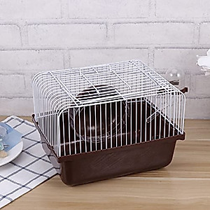 Gerbil Carrier Hamster Cage Portable Travel Rat Cage with Handle Gerbils Cages Small Animal Carry Case Pets House Habitats for Going Out Traveling (Coffee) Chinchilla Carrier