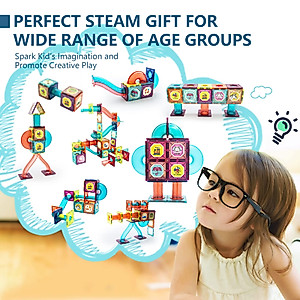 Magnetic Building Blocks Toys for Kids Ages 4-8-12 with Ball Track Educational STEM Toys Gifts for 5-7 6 8 10 Year Old Boys Girls 3D Developmental Stacking Toys Construction Set for Child and Adults