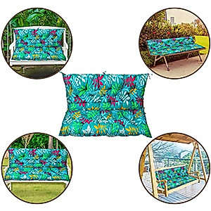 Three Seat Swing Replacement Cushions, Replacement Cushions For Outdoor Furniture, Thicken Waterproof Swing Cushions 2/3 Seater Replacement, Garden Bench Seat Cushion (Flower Color 40 * 60 In)