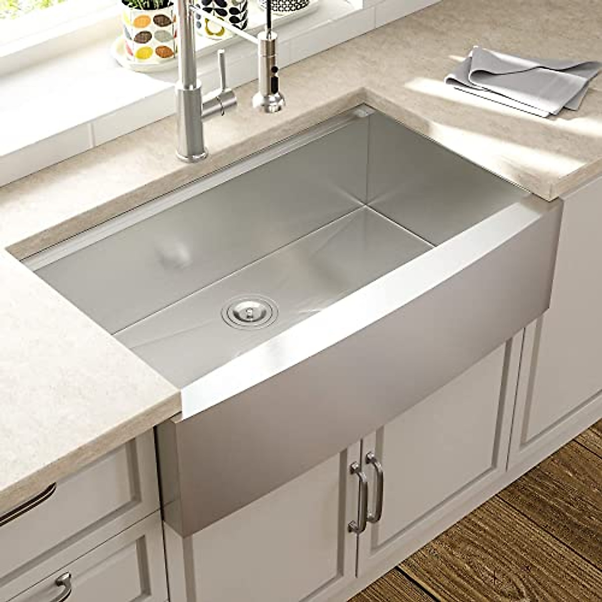 36 Farmhouse Sink Stainless Steel - Lordear 36 inch Kitchen Sink Apron Front Ledge Workstation 16 Gauge Stainless Steel Single Bowl Luxury Farm Sink Basin