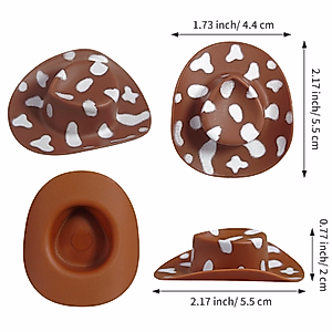 20 Pieces Mini Western Cowboy Hat Cowgirl Hat Doll Hats Plastic Cute Doll Hats Decoration Accessories for Party (Brown Dairy Cow)