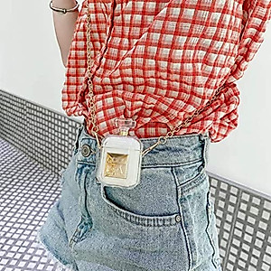 heenhdfd AirPod 1&2 Case Perfume Bottle Design with Cute Keychain and Fur Ball Soft Silicone Shockproof Creative AirPod 1&2 Case Cover for Girls and Women (sck 1&2 Perfume Bottle)