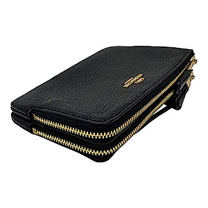 Coach Pebbled Leather Double Corner Zip Wristlet Black Style No 6649