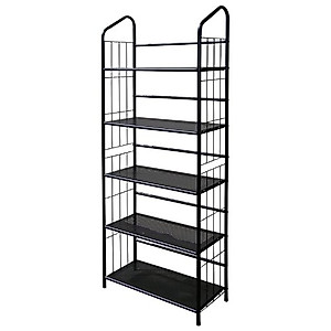 Legacy Decor 5 Tier Metal Utility Bookcase Bookshelf Rack Black Finish 13" D x 26" W x 65" H