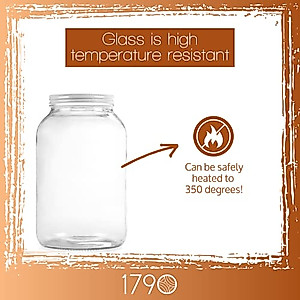 Wide Mouth 1 Gallon Glass Jar with Lid - Glass Gallon Jar for Kombucha & Sun Tea Gallon Mason Jars are Large Glass Jars with Lids 1 Gallon for Food Storage - 4pk Large Jars with Airtight Plastic Lids