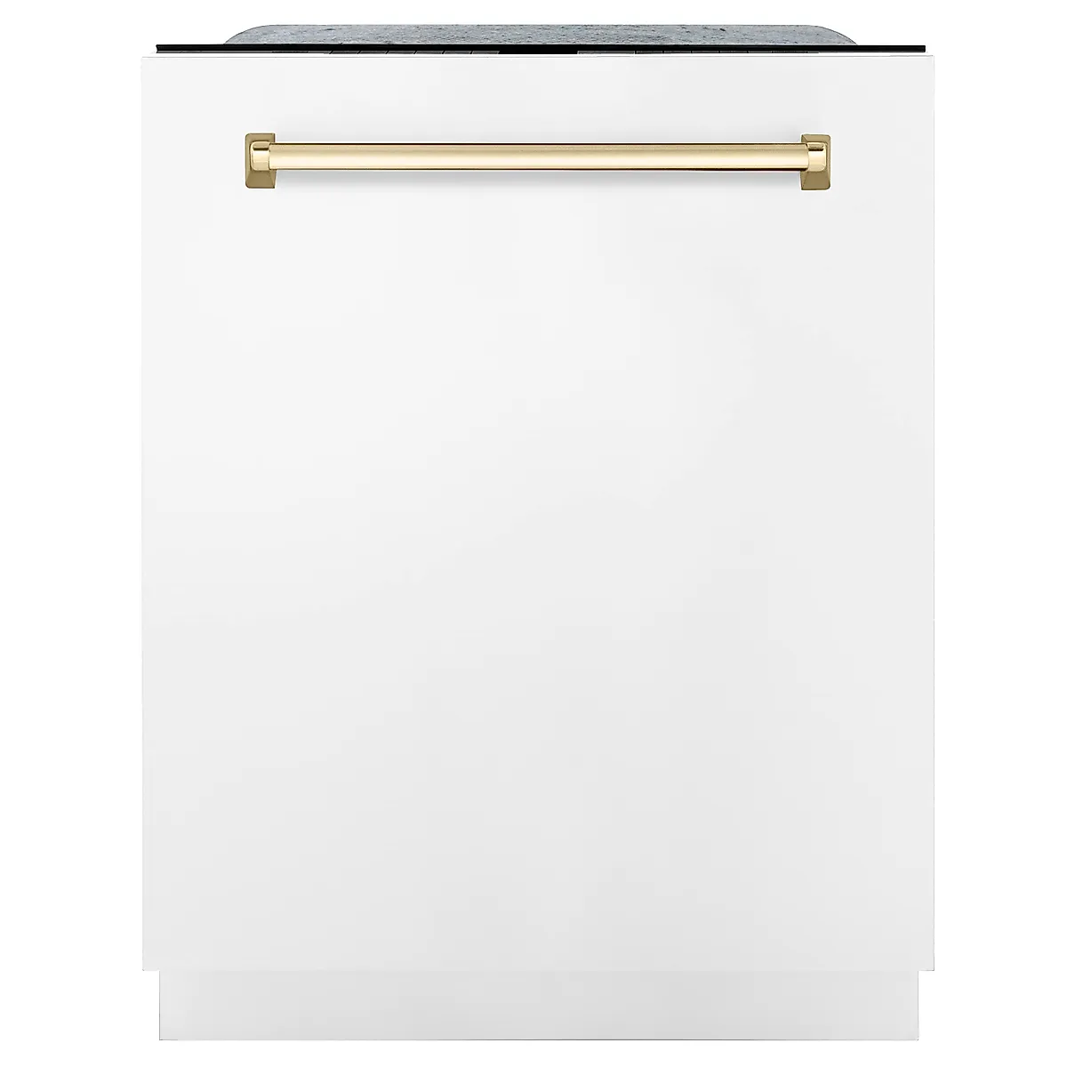 ZLINE Autograph Edition 24" 3rd Rack Top Touch Control Tall Tub Dishwasher in White Matte with Gold Handle, 51dBa (DWMTZ-WM-24-G)