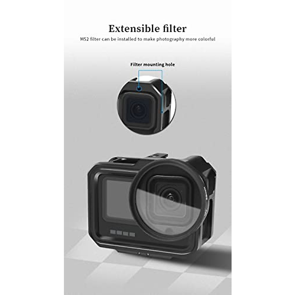 Durable Aluminum Camera Cage for GoPro Hero 11 - Protective Housing with Cold Shoe Mounts, Precision Cut Ports, Anti-Vibration, and Heat Dissipation for Smoother Filmmaking